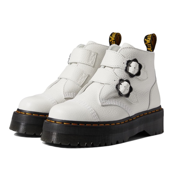 Dr. Martens | Shoes | Dr Martens Devon Flower Boots Leather Ankle Booties Platform Buckles ...